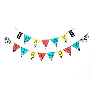 Vintage Race Car- Birthday Banner | Happy Birthday | Banner | Sign | Birthday Decoration | Race Car Party | Boy Birthday Party Decorations | Kids Party | Checkered Banner | Modern Kids Party