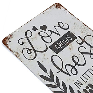 Love Grows Best in Little Houses Like This Retro Kitchen Wall Decor 12 X 8 Inches Tin Sign Wall Retro Metal Bar Pub Poster Metal 12 X 8