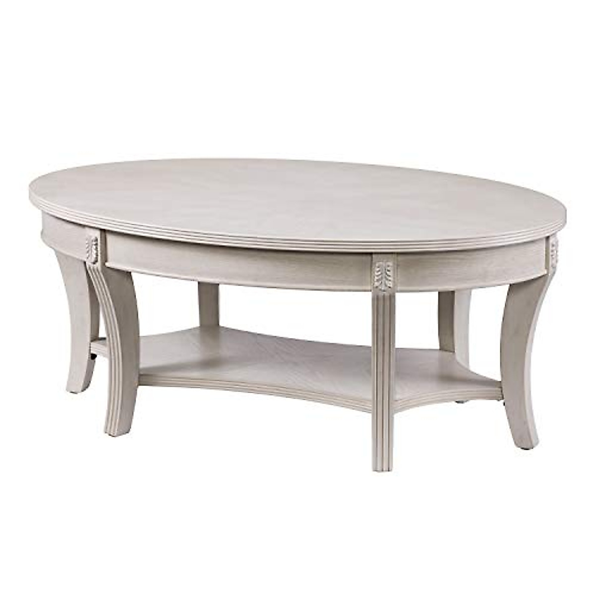 SEI Furniture Laverly Traditional Oval Coffee Table, Distressed Whitewash
