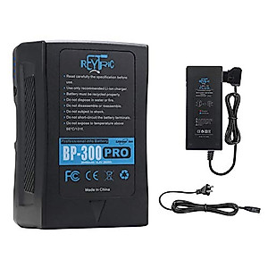 REYTRIC Upgrade 300Wh(20400mAh) V Mount/V-Lock Battery with Upgrade 5A Output D-tap Charger and D-Tap Cable