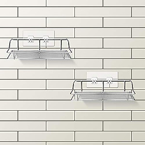 2-Pack 9" Rustproof Stainless Steel Shower Caddy, Adhesive Bathroom Wall Mounted Storage Accessories Shower Shelf Organizer, Chrome