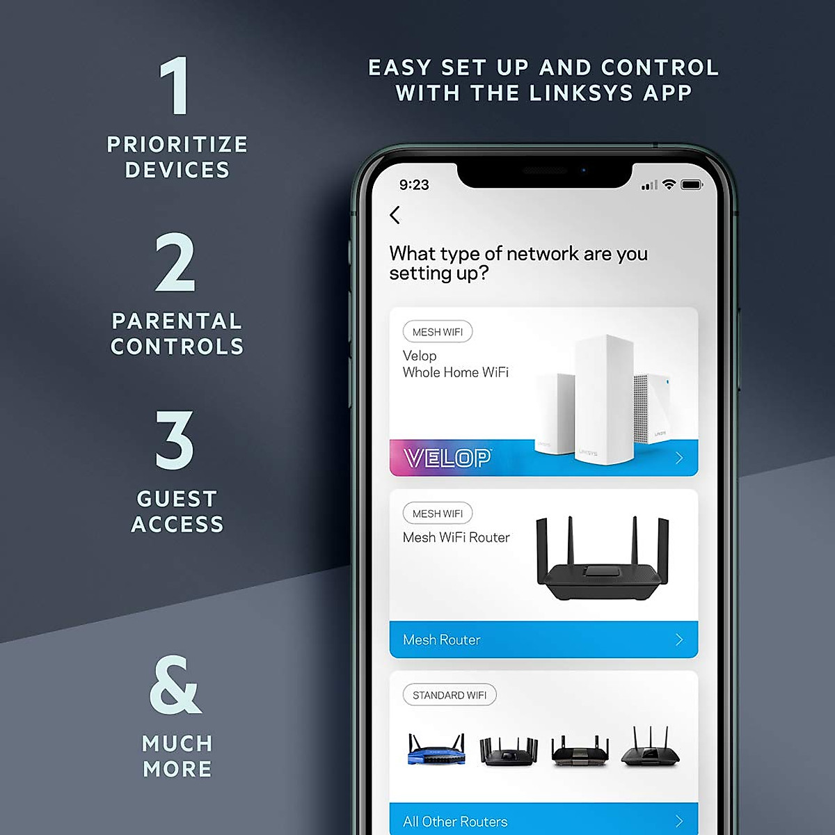 Linksys Mesh Wifi 6 Router, Dual-Band, 1,700 Sq. ft Coverage, 25+ Devices, Supports Guest WiFi, Parent Control, Speeds up to (AX1500) 1.5Gbps - MR7310