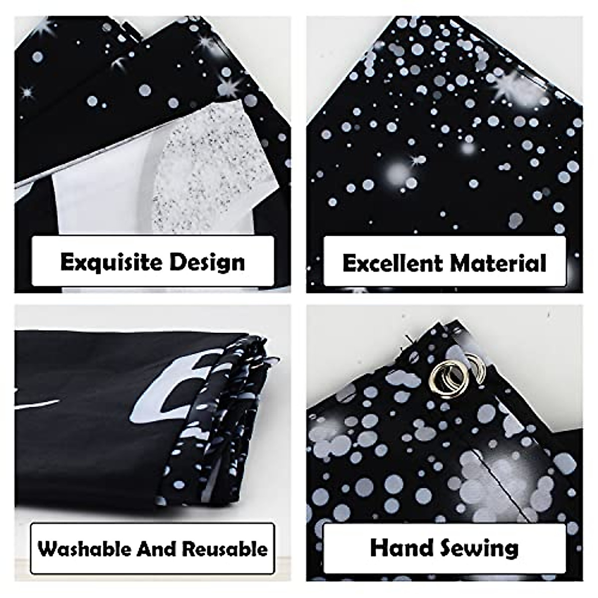 HAMIGAR 6x4ft Happy 18th Birthday Banner Backdrop - 18 Years Old Birthday Decorations Party Supplies for Girls Boys - Black Silver