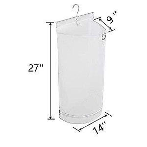 ALYER Hanging Semi Round Storage Mesh Bag,Collapsible Laundry Hamper Basket with Durable Hanger (White)