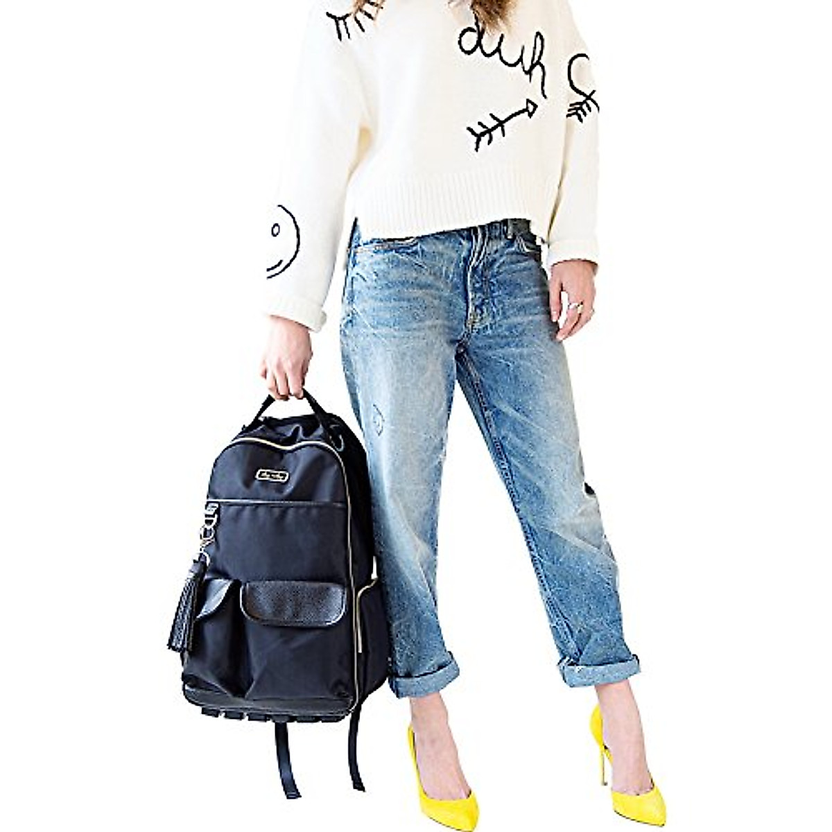 Itzy Ritzy Diaper Bag - Large Capacity Boss Backpack Diaper Bag Featuring Bottle Pockets, Changing Pad, Stroller Clips & Comfortable Straps, Coffee And Cream