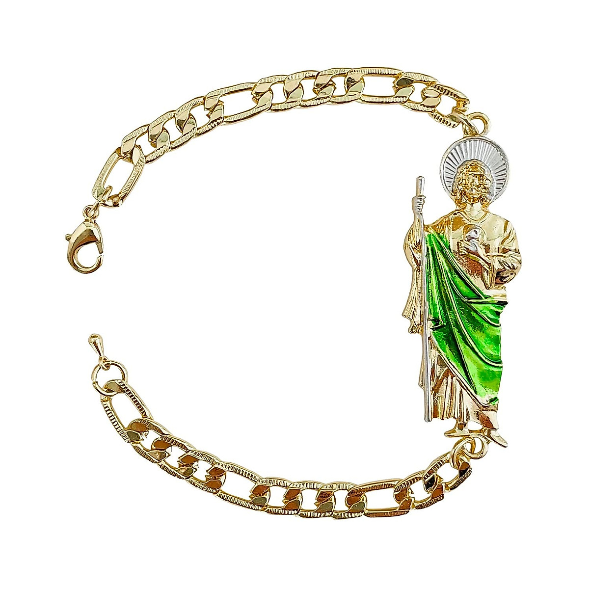 Gold Plate Saint Jude Chain ID Bracelet For Women Men,Esclava San Judas Oro laminado,Mexican cadena de san judas tadeo jewelry y2k accessories
