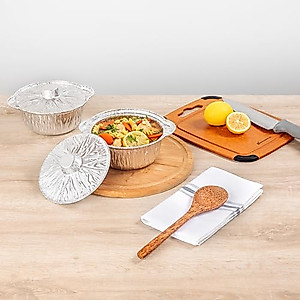 Foil Lux 34 Ounce Pans And Lids, 10 Disposable Pots With Lids - Oven-Ready, Stove Compatible, Aluminum Foil Baking Pans, Freezable, For Outdoor Camping, Vacation, Picnic, And More - Restaurantware