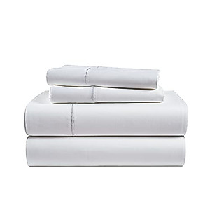 LANE LINEN 100% Egyptian Cotton Bed Sheets - 1000 Thread Count 4-Piece White Calking Set Bedding Sateen Weave Luxury Hotel 16" Deep Pocket (Fits Upto 17" Mattress)