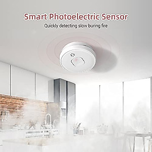 Putogesafe Smoke Detector, 10-Year Smoke Alarm with Photoelectric Sensor and Built-in 3V Lithum Battery, Fire Alarm with Test Button and Low Battery Warning, Fire Safety for Home,1 Pack