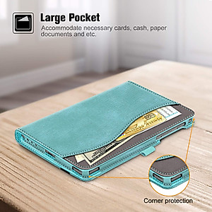 Fintie Case for Samsung Galaxy Tab A 8.4 2020 Model SM-T307, [Corner Protection] Multi-Angle Viewing Smart Stand Back Cover with Pocket, Turquoise/Brown