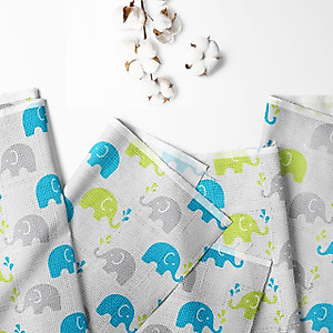 Bacati 2 Piece Elephants Muslin Crib Sheets, Blue/Grey