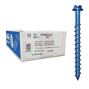 ITW RED HEAD 1/4 inch x 1-1/4 inch Tapcon,HW4-114 Hex Head Concrete Screw for Anchoring to Masonry,Block or Brick (500 per Case)