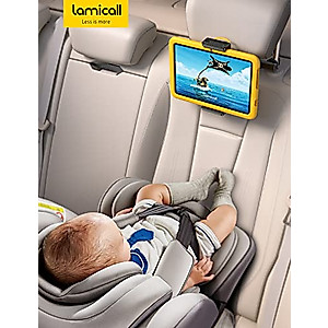 Lamicall Car Tablet Headrest Holder - Car Back Seat Headrest Tablet Mount Stand for Kids, Road Trip Essentials, Compatible with 2024 iPad Pro 11/13", Air Mini, Galaxy Tab, 4.7-13" Tablet, Black