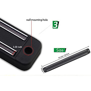 Wall Mount Magnetic Knife Holder - 13 Inch Black ABS Plastic Block Storage Rack with Chef Strip, Utensil Kitchen Organizer for Metal Knives