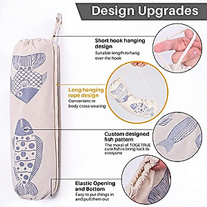 TOGETRUE Plastic Bag Holder, Natural Cotton Grocery Shopping Bag Holder, Cute Fish Pantry Decor (Sky Blue)