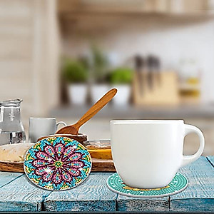 TRRCEPOS Diamond Painting Coasters Kit, 8 Pieces Diamond Painting Coasters with Holder, DIY Diamond Art Coasters for Beginners, Kids (Diamond Drawing C)