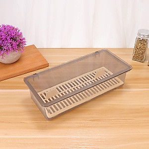 Cabilock Utensil Organizer for Kitchen Drawers Kitchen Cutlery Tray Chopsticks Dryging Rack Kitchen Drawer Organizer with Lid and Drainer Plastic Utensil Storage Container with Cover (Black) Flatware Organizer