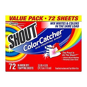 Shout Color Catcher Sheets for Laundry, Maintains Clothes Original Colors, 72 Count