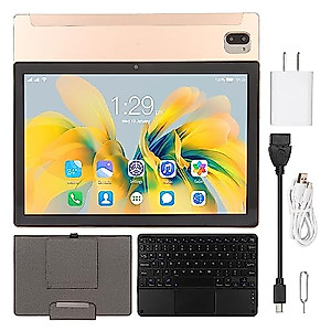 SHYEKYO Tablet PC, Aluminium Alloy 10.1in FHD HD Tablet 6GB RAM 128GB ROM 5G WiFi 4G LTE Octa Core CPU with Keyboard for Travel (US Plug)