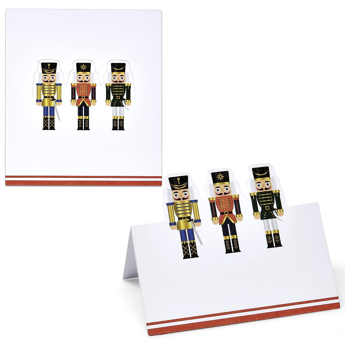 Gift Boutique 100 Pack Christmas Place Cards Holiday Seating Name Card Die Cut Xmas Nutcracker Table Setting Folded Paper Tent Cards for Dinner Wedding Tables Placement Party Decorations 2" x 3.5"