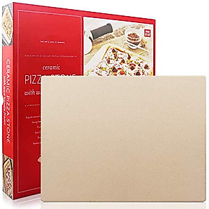 Pizza Stone, Engineered Tuff Cordierite Durable, Heavy Duty Ceramic, Baking Stone, Pizza Pan, Perfect for Oven, BBQ and Grill, Thermal Shock Resistant, Durable and Safe, 15x12 Inch Rectangular