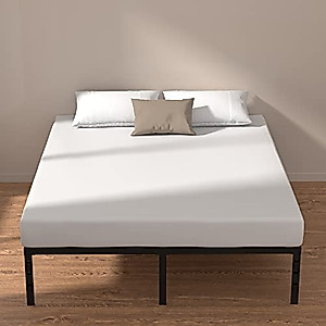 Meberam Queen Size Bed Frame 14 Inch Heavy Duty Metal Platform Bed Mattress Foundation Support No Box Spring Need, Black