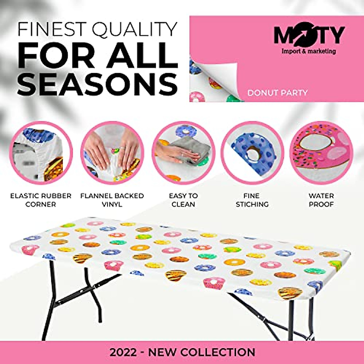 Tablecloth for Folding Table -Fitted Rectangular Table Cloth for 6 Foot – Size 32 x 72 inch - (180 x 75 cm) Plastic Vinyl Flannel Backed with Elastic Rim- for Christmas|Parties, Waterproof