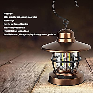 Camping Hanging Lantern, Vintage Hook Design One Button Switch 3 COB Battery Powered Garden Hanging Lamp