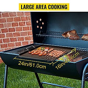VEVOR Carbon Steel Griddle, Griddle Flat Top Plate, Griddle for BBQ Charcoal/Gas Gril with 2 Handles, Rectangular Flat Top Grill with Extra Drain Hole for Tailgating and Parties (16"x24")