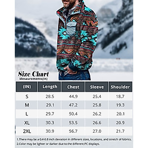 Beotyshow Mens Aztec Fleece Jackets Fuzzy Sherpa Sweatshirts Button down Pullover Coats Western Vintage Sweaters with Pocket