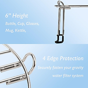 Stainless Steel Stand for Berkey Big, Royal and Travel System, 9'' Diameter 6'' Tall Countertop Stand with Hooks, Fit Most Medium Gravity Water Filter System