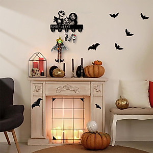 Christmas Nightmare Decor Key Holder for Wall - Jack Cartoon Sally Gothic Wall Decor Key Organizer with 5 Hooks - for Halloween Decor - Christmas Nightmare Gifts for Kids Girls