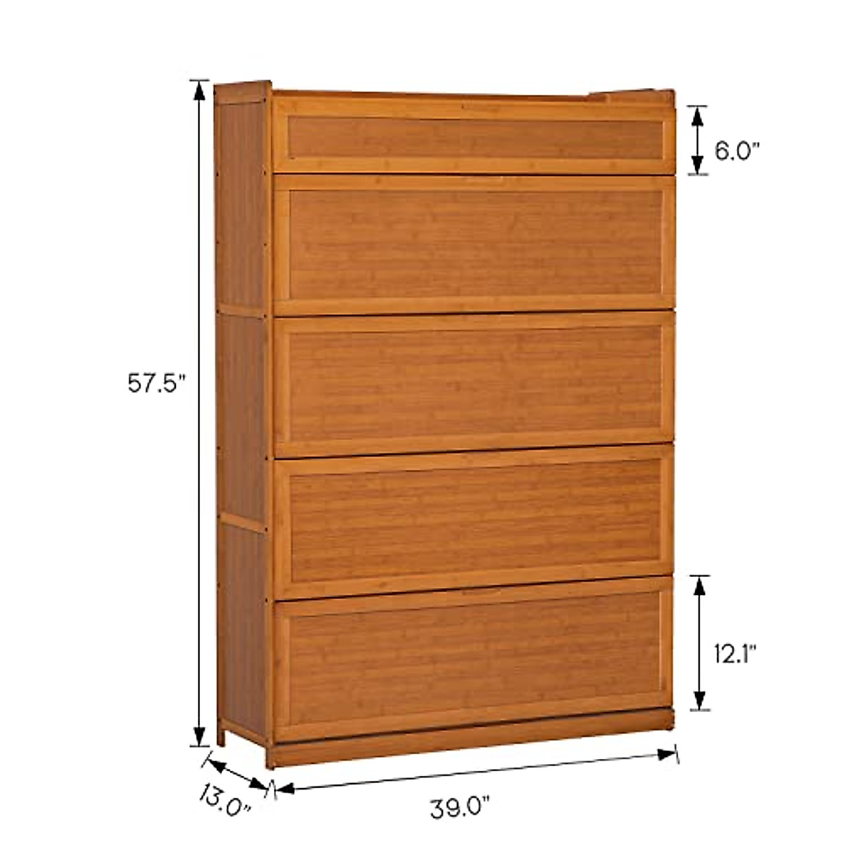 MoNiBloom Bamboo 9-Tier Shoe Organizer Contemporary Cabinet with Door 41-Pair Heels Boots Compartment, Hallway Entryway, Brown