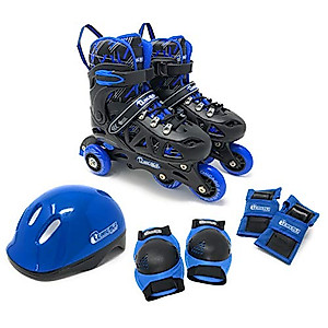 Chicago Skates Inline Training Skate Combo Set - Blue, Boys - Small Sizes J10-J13