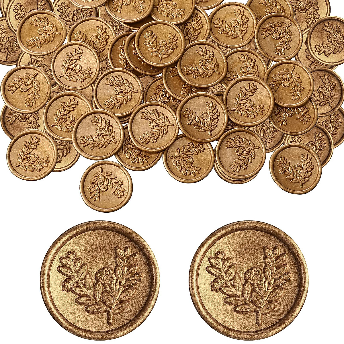 Wax Seal Stickers Envelope Seal Stickers Wedding Invitation Envelope Seals Self Adhesive Gold Stickers for Party Invitaion, Christmas, Gift Wrapping (Eucalyptus Style, 100 Pieces)