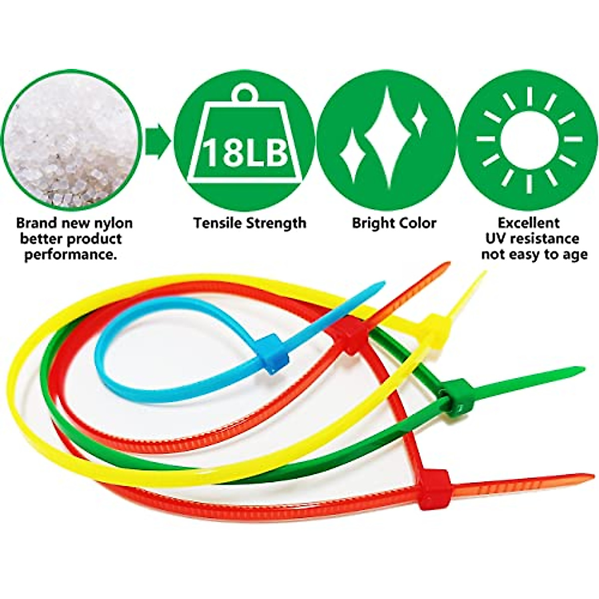 400Pcs Colored Zip Ties 4 Inch Cable Ties, 4/6/8 Inch Optional, Red Yellow Green Blue Small Zip Ties Set - 4 Inch