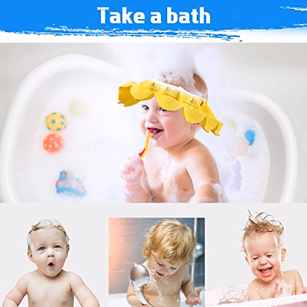 Baby Shower Cap, Gimilife Baby Shower Head Protector Safe Bathing Shampoo Shower Protection Hat Bathroom Safety Cap, Silicone Adjustable Bath Visor Hat for Baby,Toddler, Children, Kids