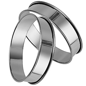 MUKLEI 20 Pack 4 Inch English Muffin Rings, Double Rolled Tart Ring, Stainless Steel Crumpet Rings Nonstick Metal Round Ring Pastry Mold for Baking, Silver