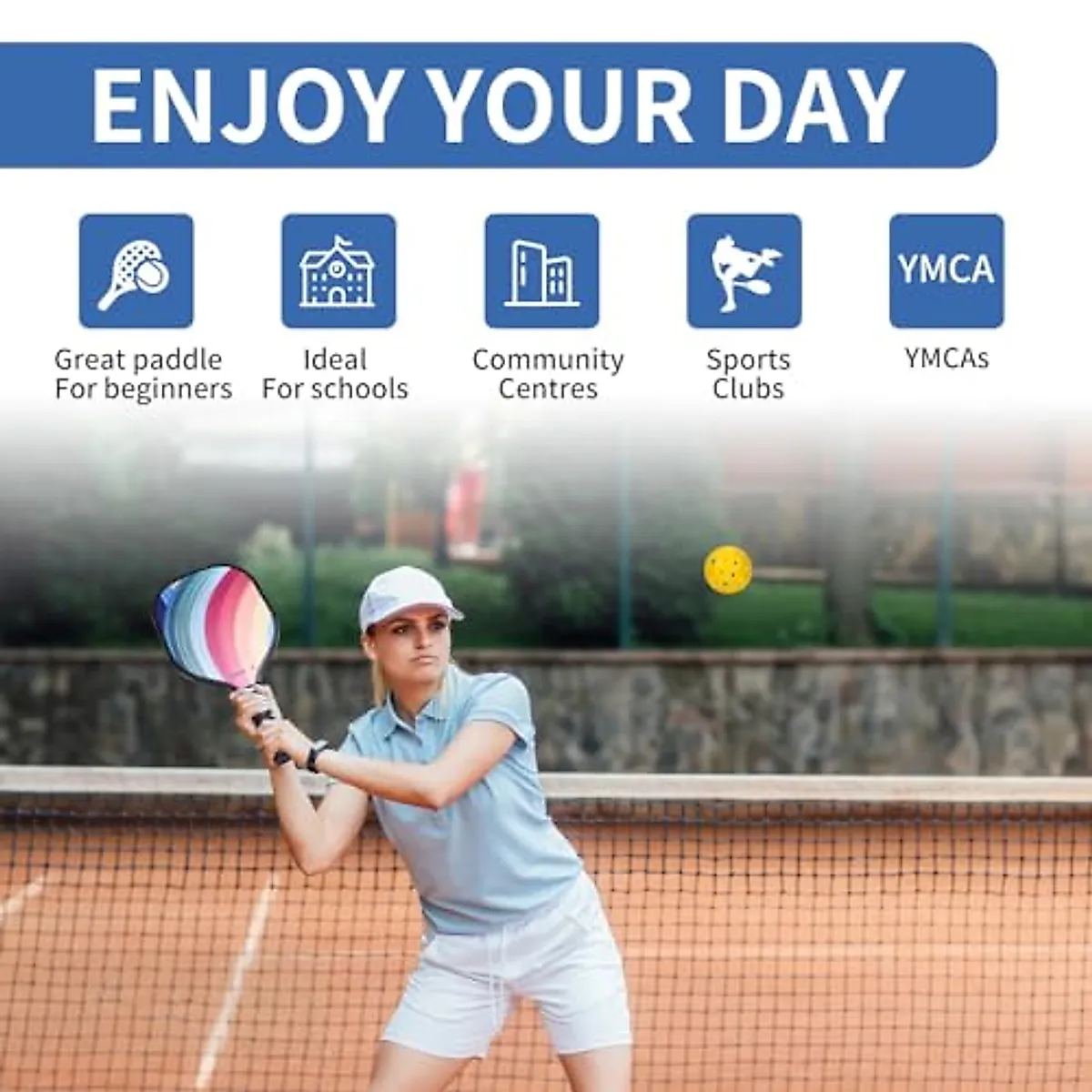 Pickleball Paddles Set of 4, Pickleball Rackets Honeycomb Core Pickleball Set Includes 4 Pickleball Paddles+4 Pickleball Balls+1 Bag (Wood)