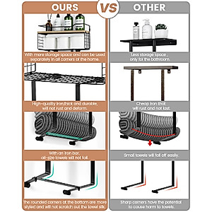 Towel Racks for Bathroom Wall Mounted - Bath Wall Towel Holder Set Above Toilet Storage, Rolled Towel Shelf Organizer for Small Bathroom, Wood Vertical Towel Rack for Bathroom Wall Decor
