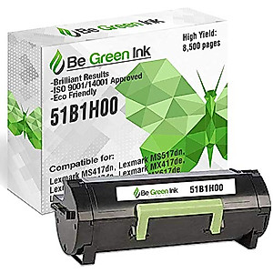 Be Green Ink Compatible Replacement Toner Cartridge for Lexmark MS417 MX417 MS517 MX517 MX617 MS417dn MS517dn MS617dn MX417de MX517de MX617de - 51B1H00 Black Toner (8.5k Yield)