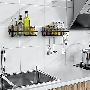 Pasotim Shower Shelf Organizer Rack(2Pack), Bathroom Accessories Basket Shelves with Hooks, Wall Mount Shower Storage