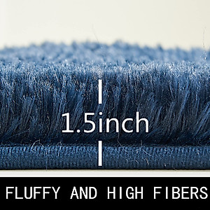 EasyJoy Super Soft Rugs for Living Room, Area Rugs for Bedroom 8x10 Navy Blue Fluffy Room Rug, Large Shag Throw Rug for Nursery Kids Room, Cute Mordern Fuzzy Rug for Playroom