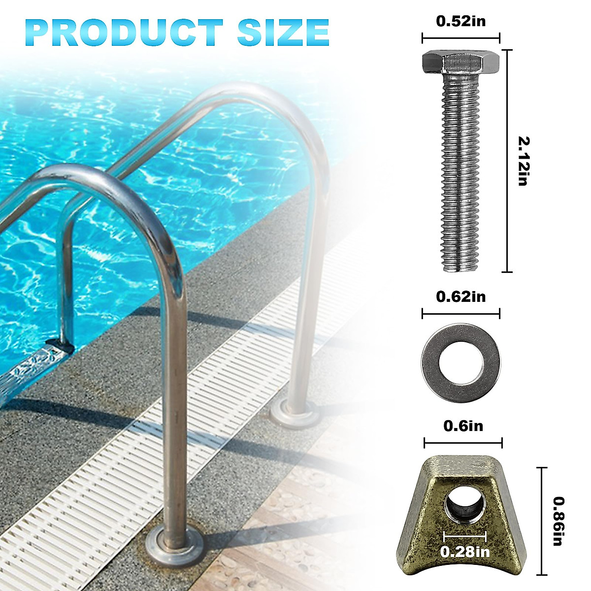 Pool Ladder Anchors - PW-4C Perma-Socket Wedge Assy for Perma Cast Style Bronze Anchor Socket Bolt/Fit 3", 4" Sockets