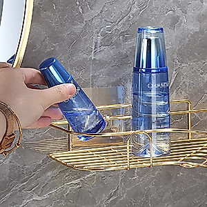 YZPFSD 2-Pack Shower Caddy Shelf, Suction Tray, Steel Storage Organizer for Bathroom,Kitchen,Laundry - Razor,Shampoo Holder Organizer,No Drilling Adhesive Only for 90 Degrees Right Angle,Gold