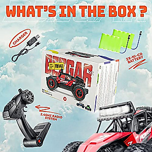 BEZGAR TB141 RC Cars-1:14 Scale Remote Control Car, 2WD High Speed 20 Km/h All Terrains Electric Toy Off Road RC Car Vehicle Truck Crawler with Two Rechargeable Batteries for Boys Kids and Adults