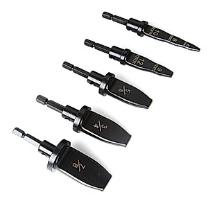 VideoPUP 5pcs Swaging Tool Drill Bit Set,Metric Pipe Expander Metric Air Conditioning Copper Pipe Expander - 6/8/10mm, 9/12mm, 5/8", 3/4", 7/8" Flaring Spin Set
