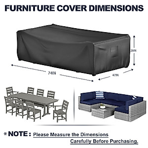Patio Furniture Set Cover, Rectangular Waterproof Outdoor Table and Chair Set Cover,Furniture Cover for Sectional Sofa Set,Tear-Resistant Material Dust-proof Couch Cover. (74''Lx47''Wx28''H)