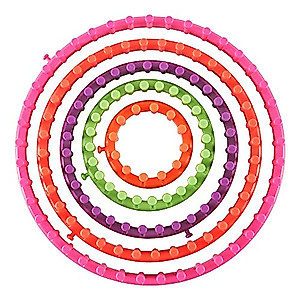 novelinks Round Knitting Looms Set - Set of 5 Plastic Looms Knitting with 1 Knitting Yarn Loom Needle and 1 Plastic Loom Pick