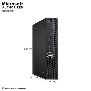 Dell Optiplex 3060 Micro Desktop - 8th Gen Intel Core i3-8100T Quad-Core 3.10 GHz, 8GB DDR4 Memory, 192GB SSD + 500GB Hard Drive, Intel UHD Graphics 630, WiFi, Windows 10 Pro (Renewed)